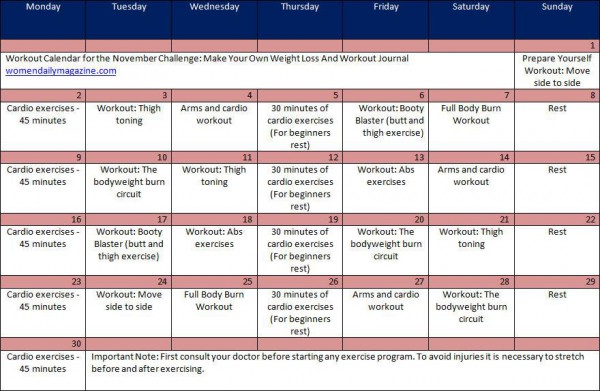 November Challenge: Make Your Own Weight Loss And Workout Journal ...